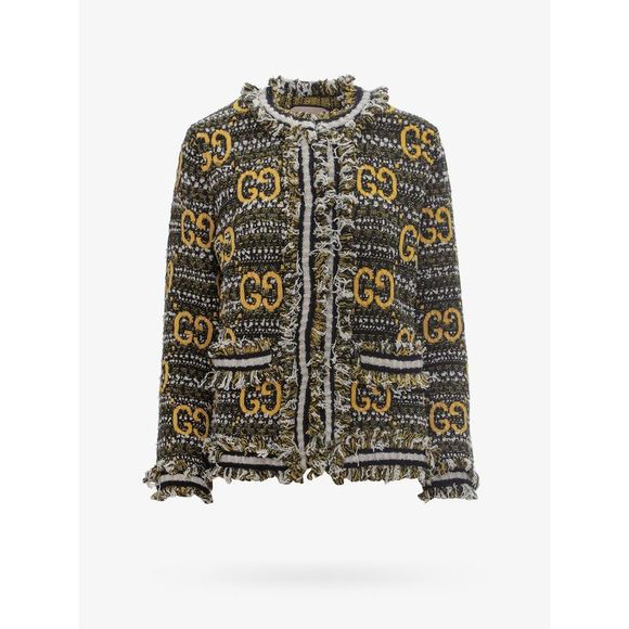 Gucci | Sweaters | Gucci Woman Tweed Cardigan With Gg Logo And Lurex ...